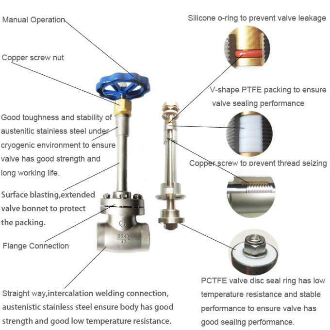 Cryogenic 304 316 PN65 DN50 Socket Weld Globe Valve