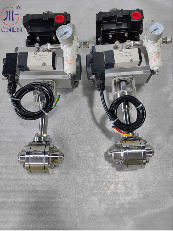 CF3/CF8 DN20 Stainless Steel Cryogenic Pneumatic Ball Valve For LNG/LOX ...